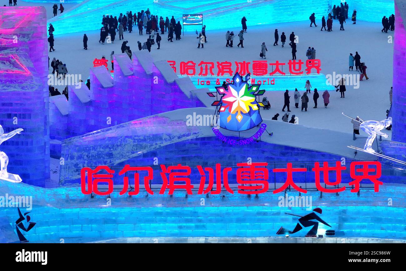 Aerial photo shows tourists playing at Harbin Ice and Snow World in ...