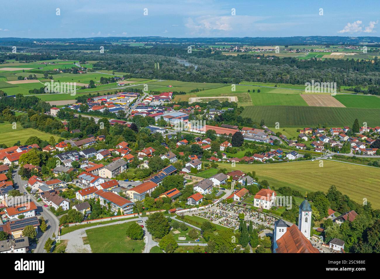 Summer afternoon in the Upper Bavarian Chiemgau region around Rott am ...