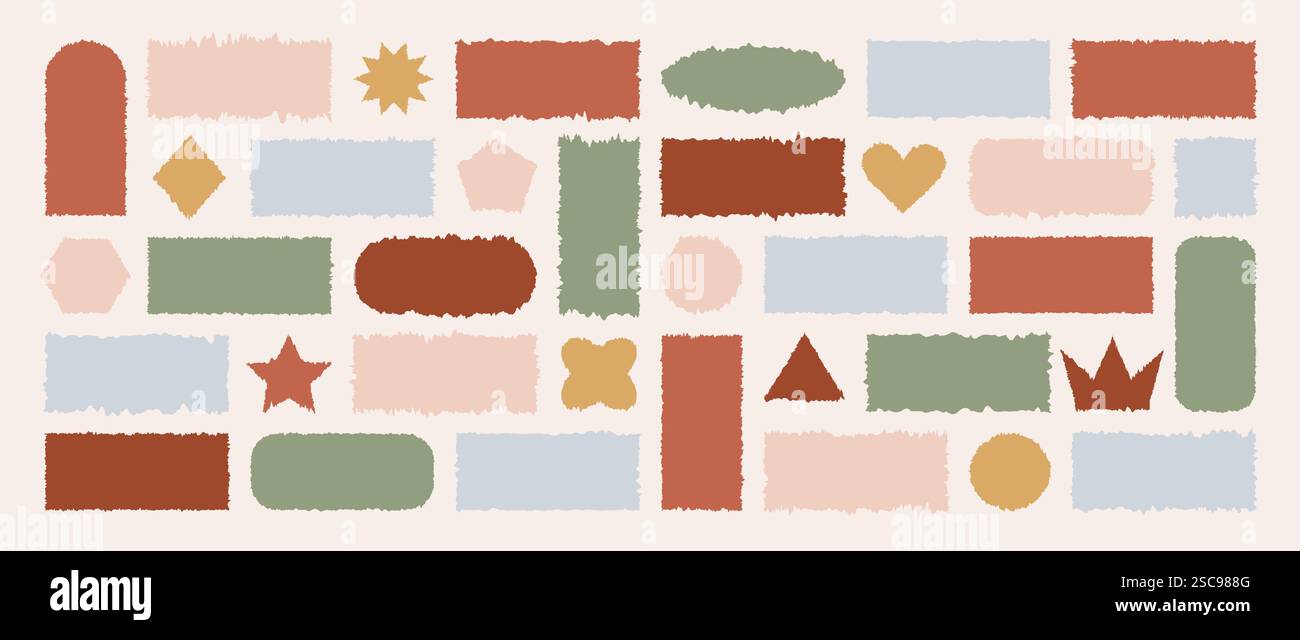 Jagged Rectangle collection. Tattered frame or text box with jagged ...