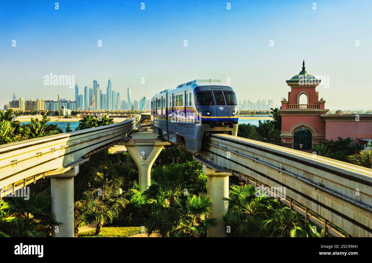 DUBAI - NOVEMBER 3: Monorail station on a man-made island Palm Jumeirah ...