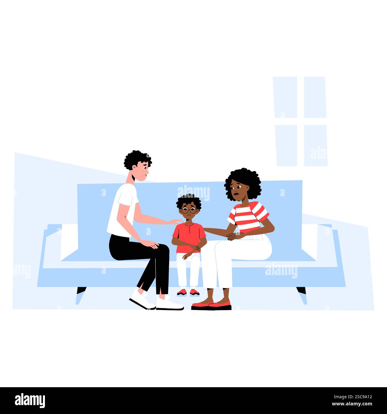 Parents Supporting Child In Flat Vector Illustration Symbolizing Family ...
