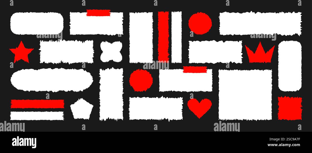 Jagged Rectangle shapes. Set of ripped paper different forms isolated ...