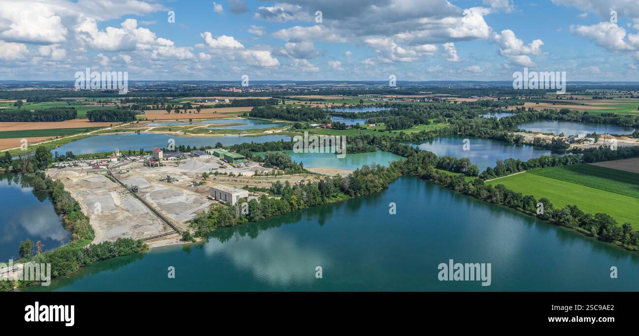 A bird's eye view of the Donauried near Dillingen in Bavarian Swabia ...
