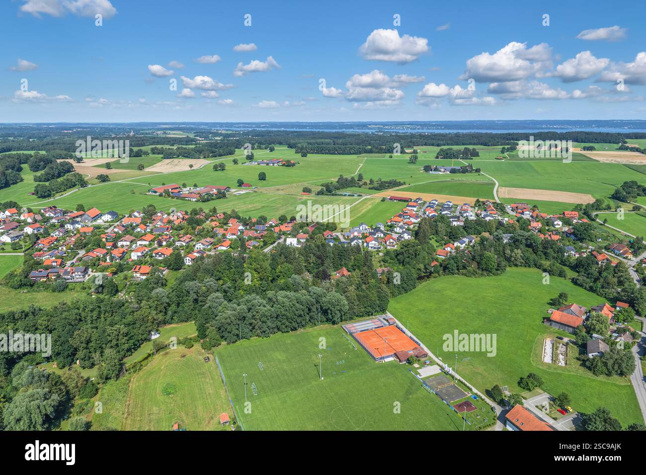 View of the village of Finning on the Windach in the Upper Bavarian ...