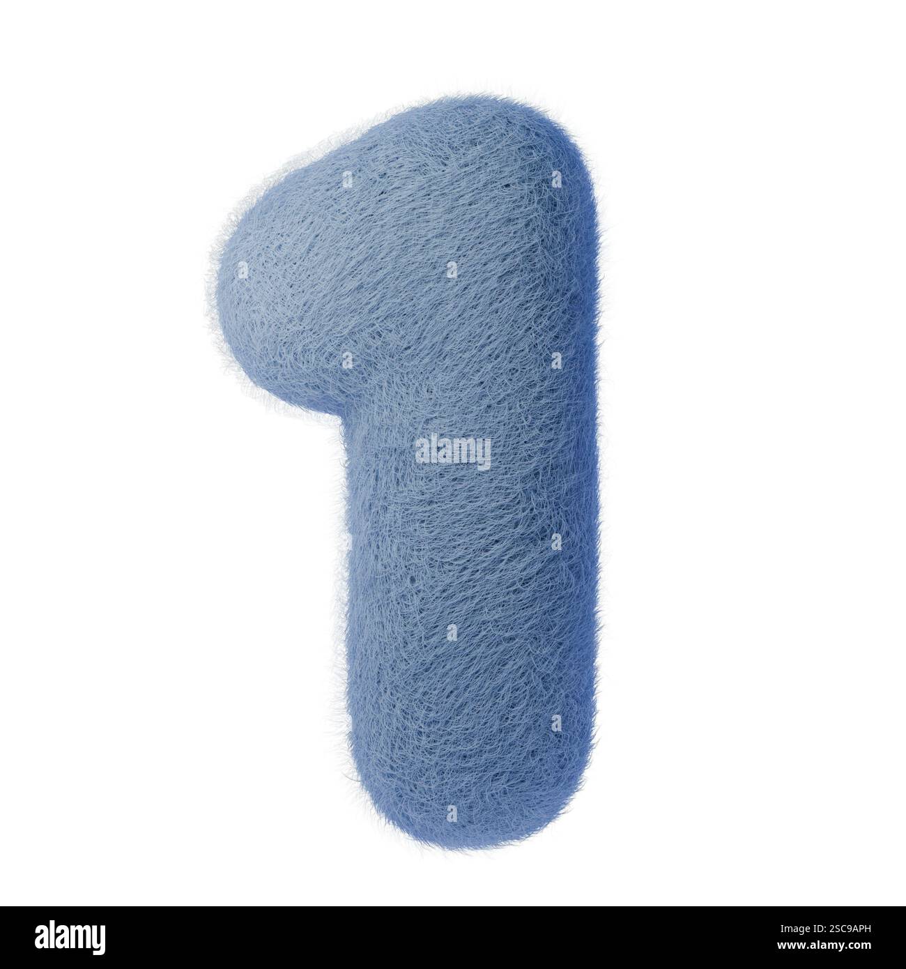 3d number 1 from wool felt. Soft and fluffy blue number one ...