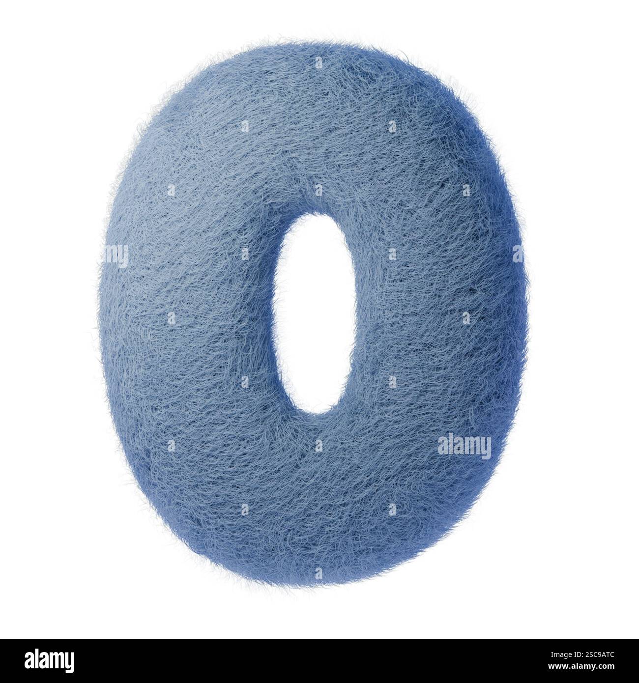 3d number 0 from wool felt. Soft, fluffy, blue 3D number zero design ...