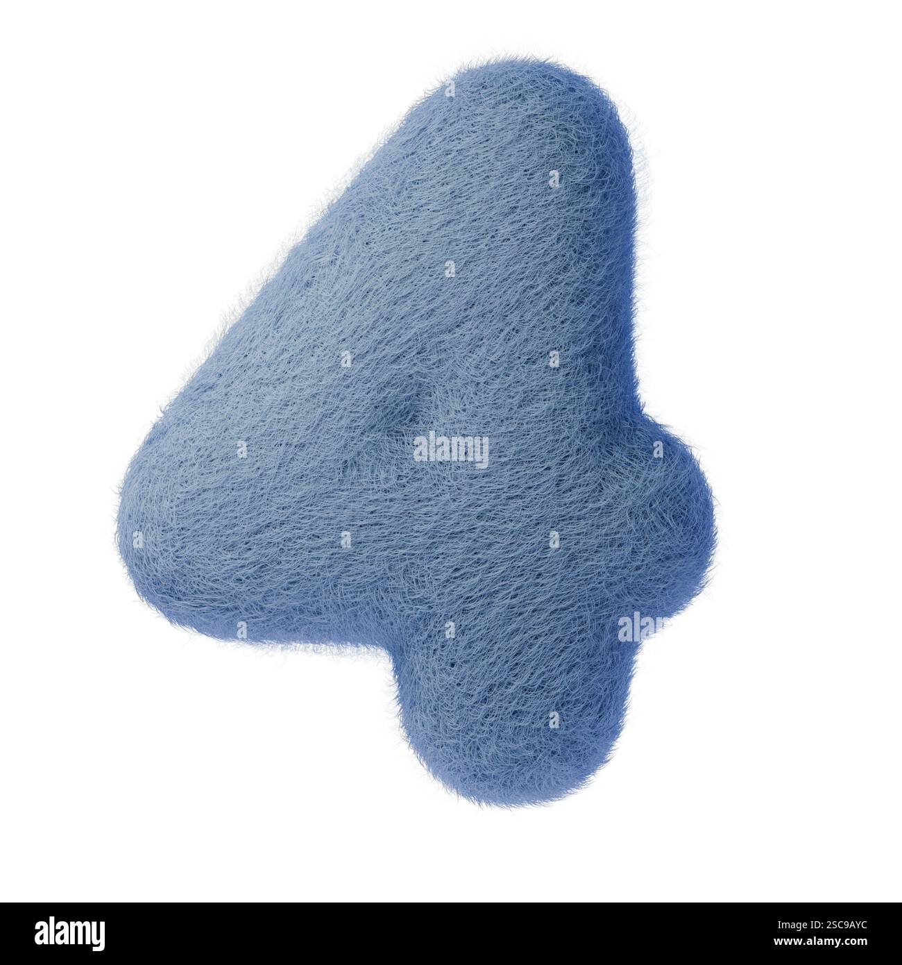 3d number 4 from wool felt. Beautiful blue fluffy number four ...