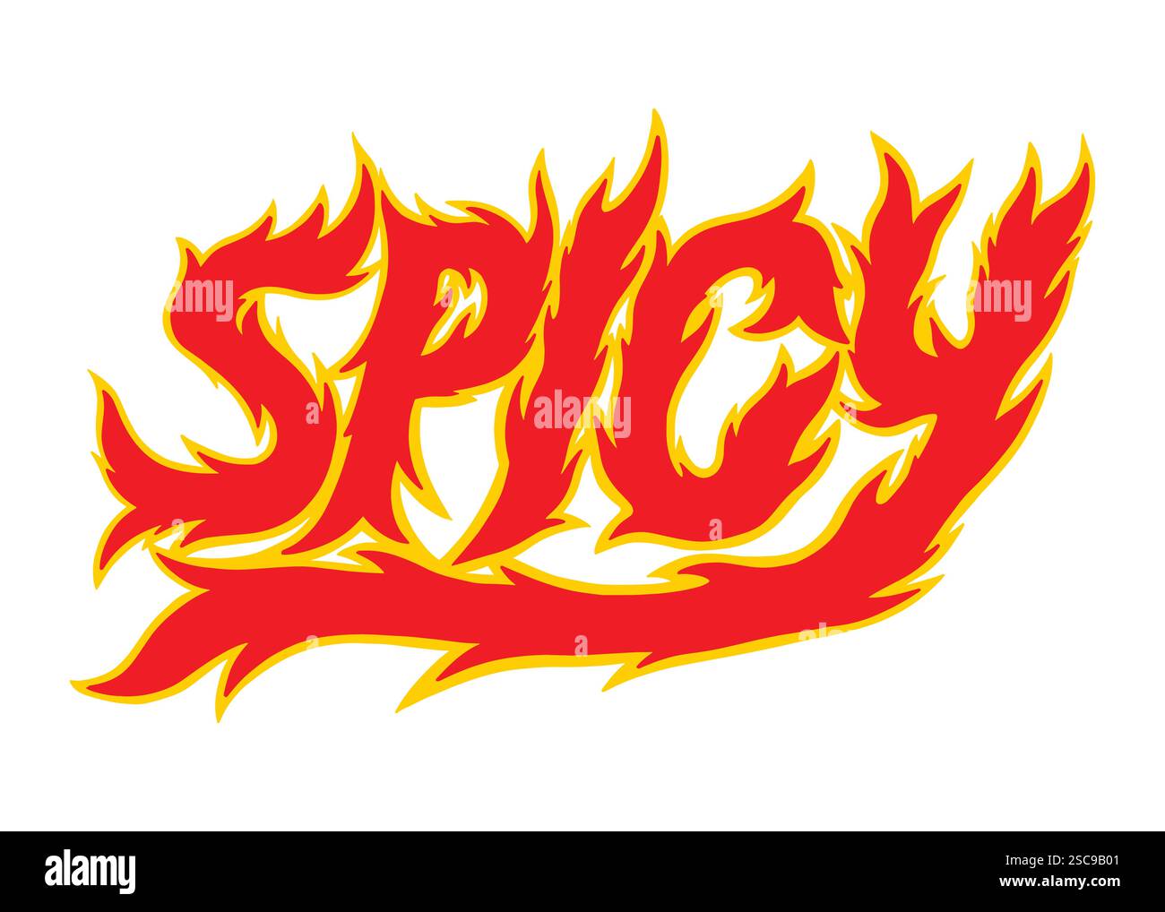 Spicy flaming illustrative word lettering art design. Vector design ...