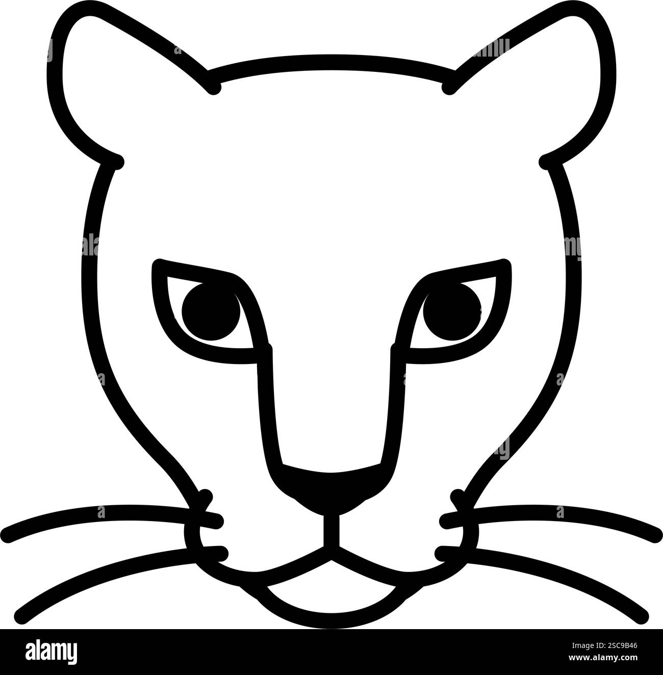 Simple line drawing of a lion facing front, male and female, Vector ...