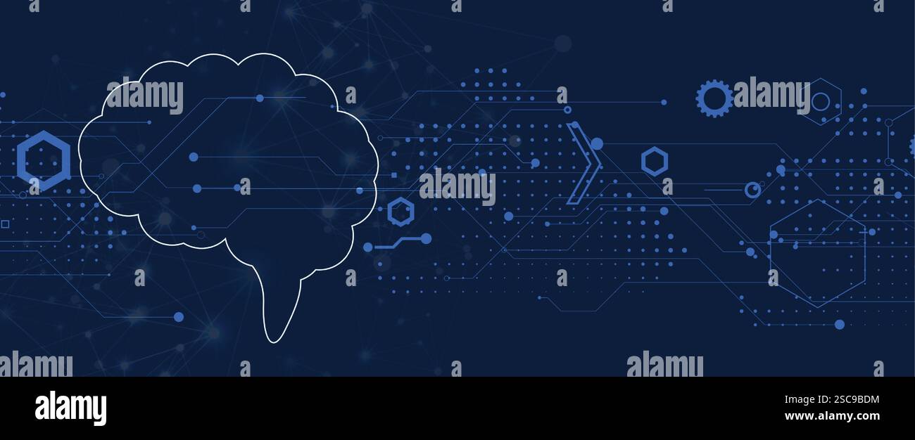 Abstract Artificial intelligence. Cloud computing. Machine learning. Technology web background ...