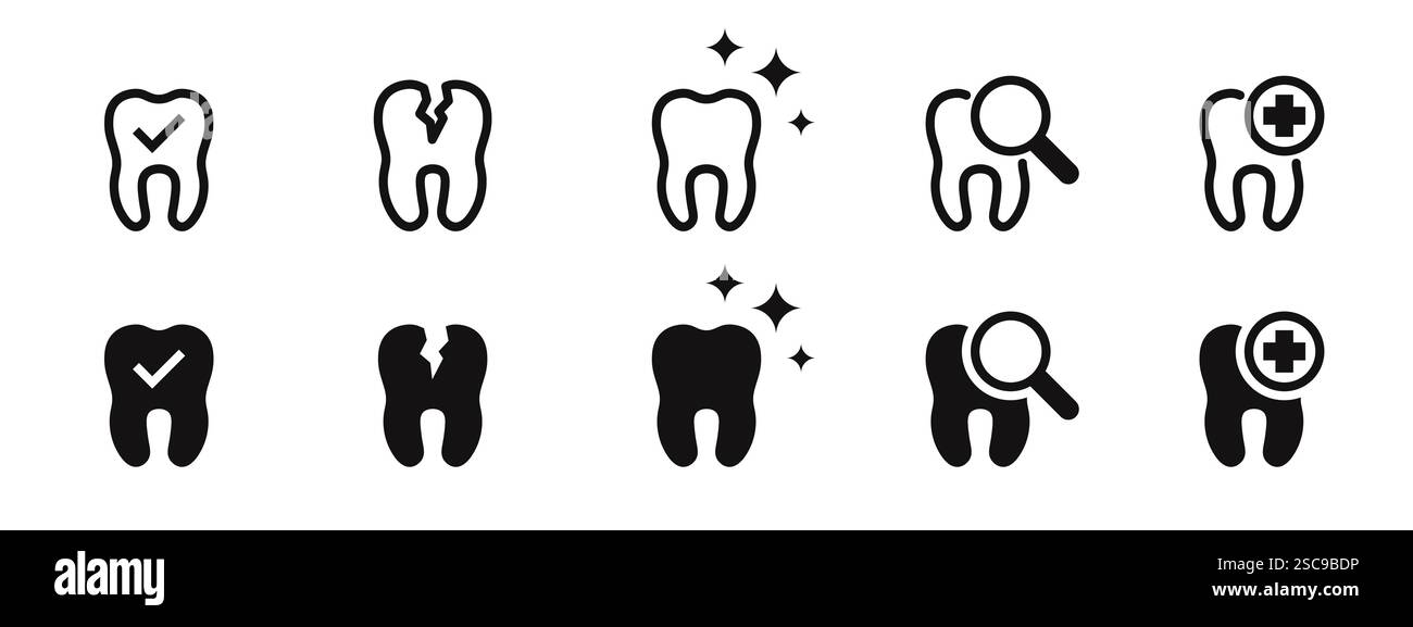 Tooth icons set. Dental symbol. Vector illustration Stock Vector Image ...