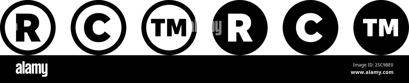 Registered trademark icons set. TM, R, C sign collection. Vector ...