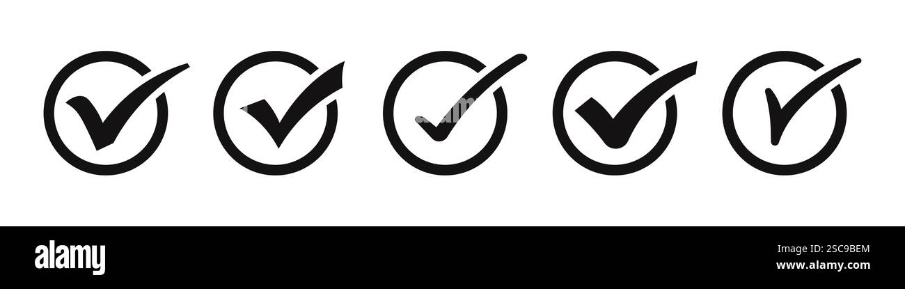 Check mark icons set. Quality and approval check symbol collection. Vector illustration Stock ...