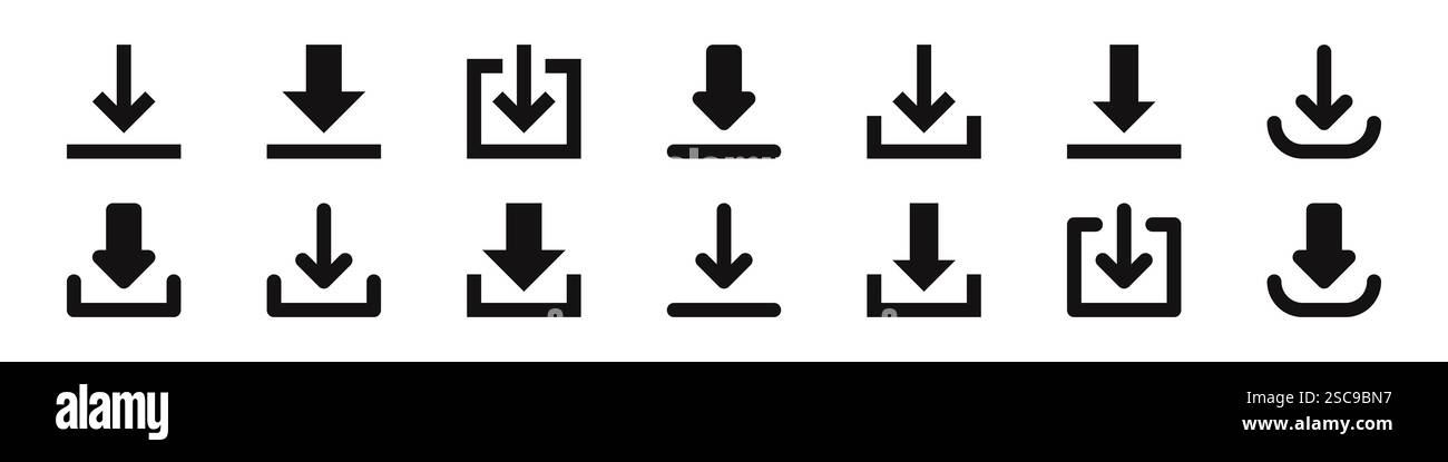 Download icons set. Download files button symbol collection. Vector ...