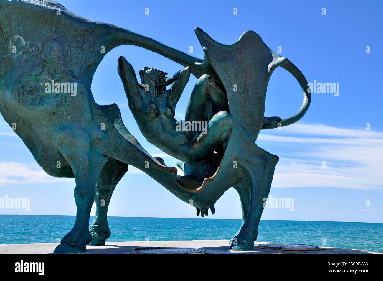 "Pasifae" sculpture, Ribes Roges beach, Vilanova y la Geltru city ...