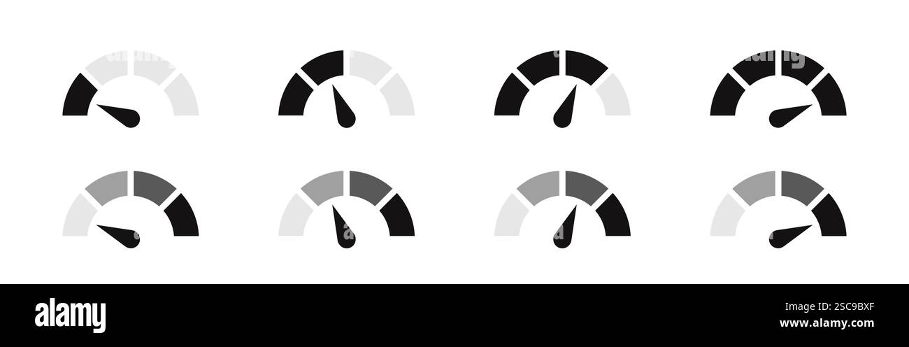 Speedometer Icons Set Speed Indicator Internet Car Speed Performance Concept Speedometer Set