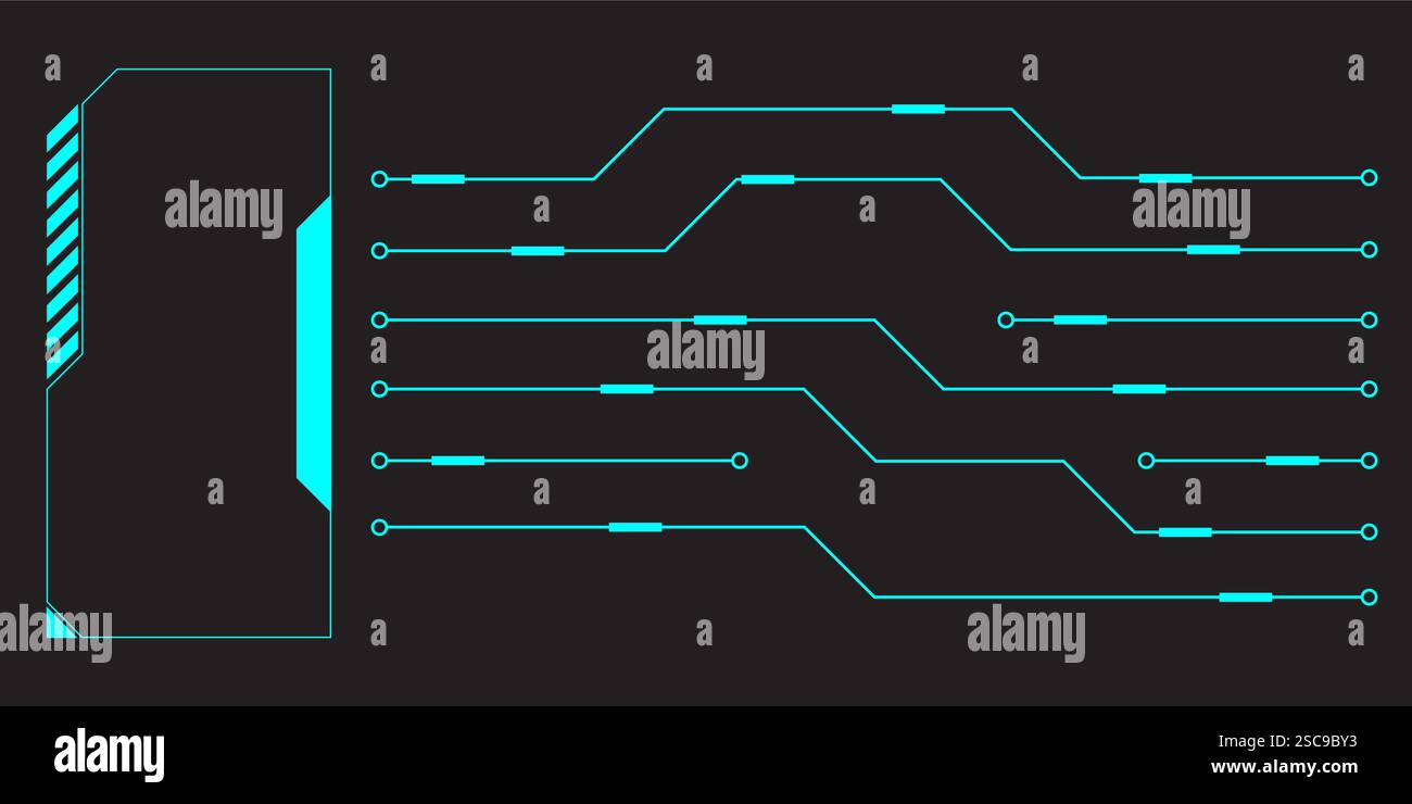 HUD digital futuristic user interface horizontal frame. Sci Fi high ...