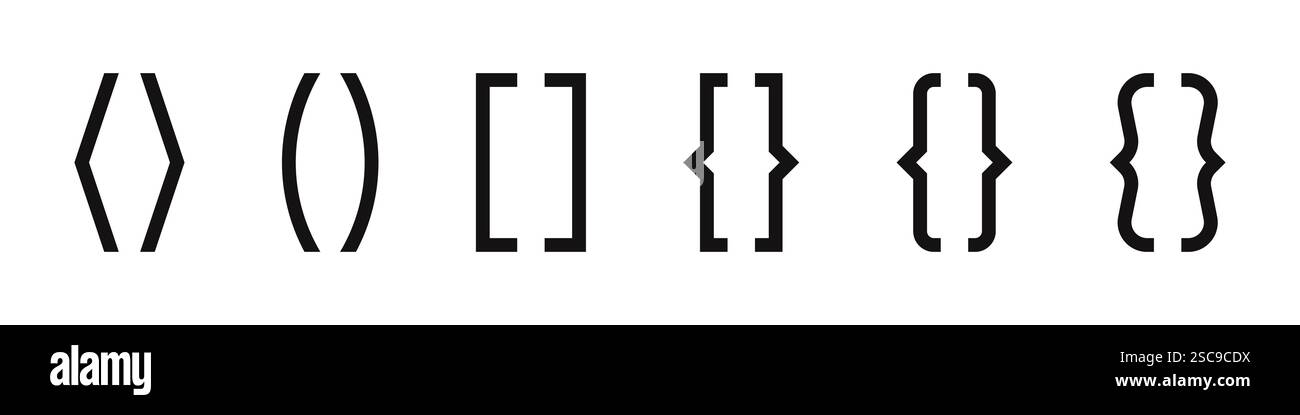 Bracket icons set. Braces, quote box frame symbols collection. Vector ...