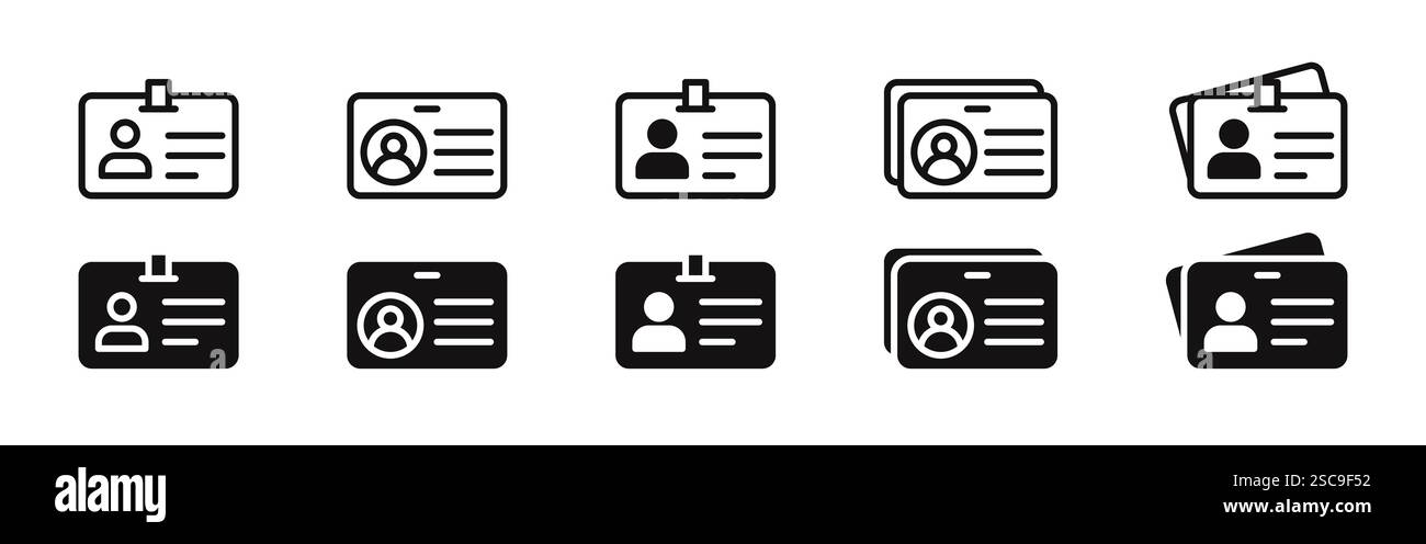 ID Card icons set. Identification card symbol collection. Vector ...