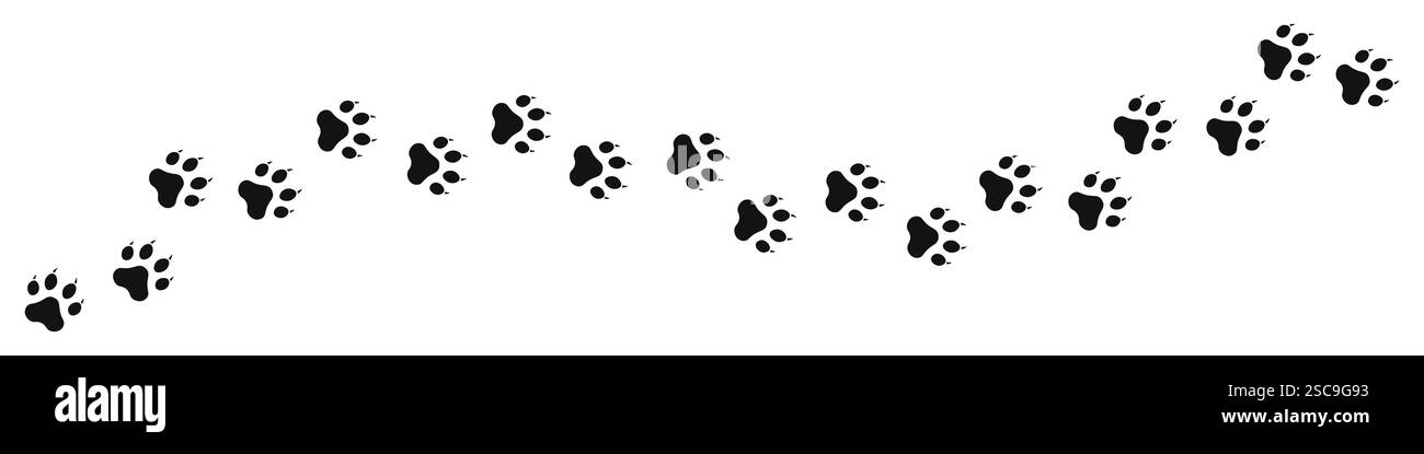 Cat footprint track. Black silhouette paw. Vector illustration Stock ...