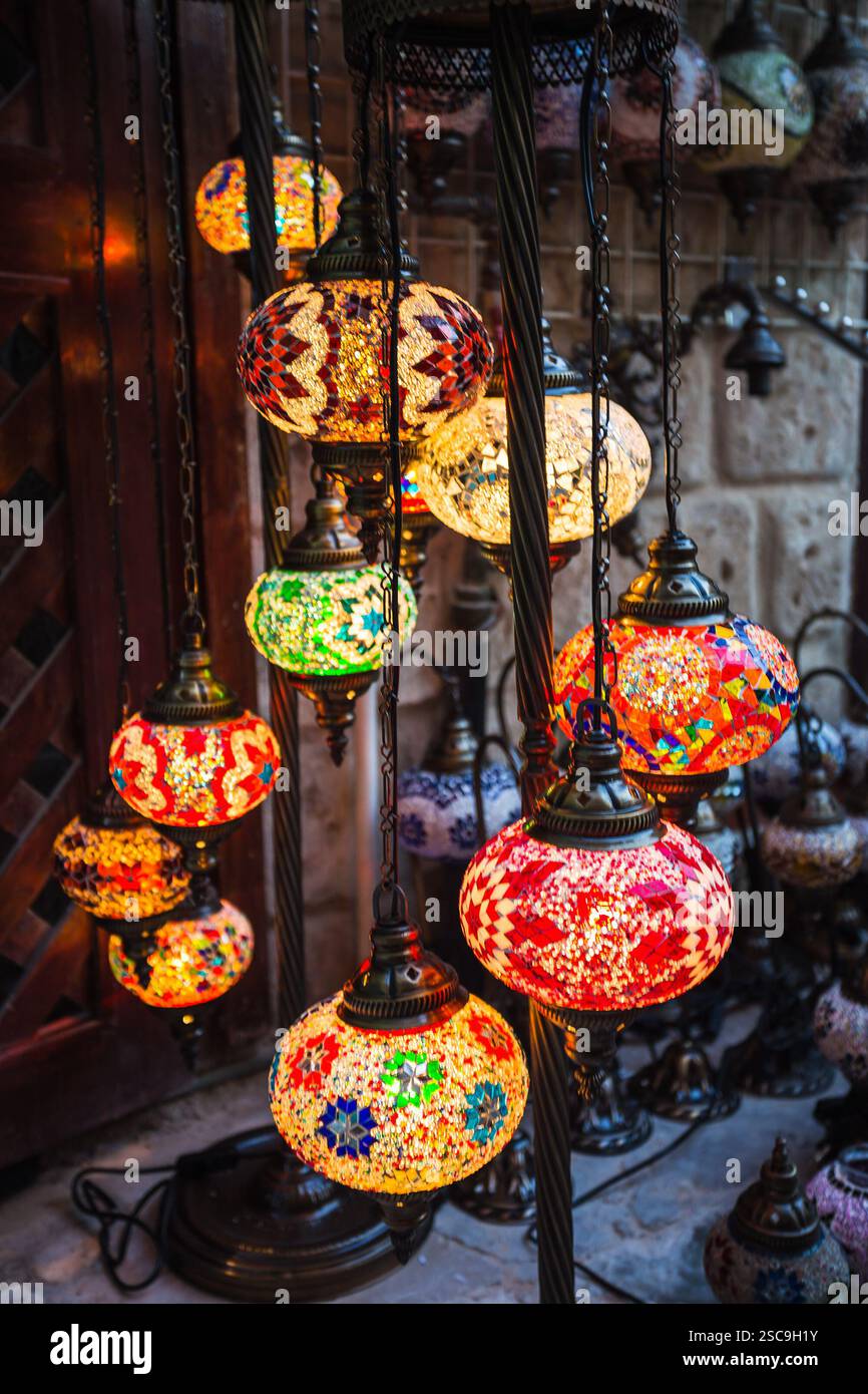 Arab street lanterns in the city of Dubai in the United Arab Emirates ...