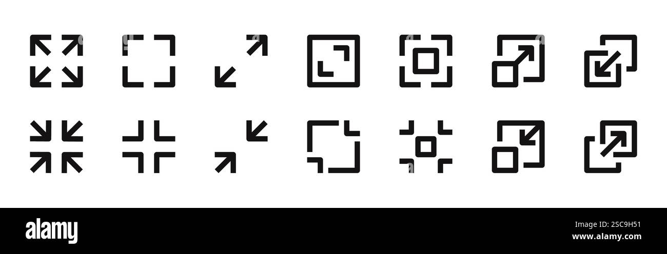 Full screen icons set. Scalability symbol collection. Vector ...