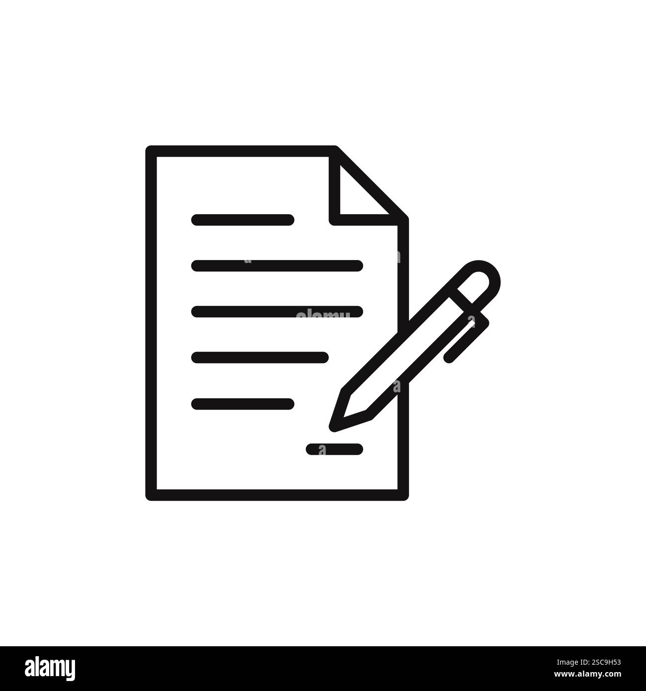 Paper documents icon. Sheet of paper and pencil. Folded written paper ...