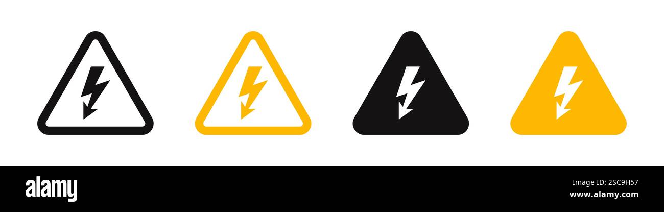 Warning sign. Dangerous electrical voltage icon. Vector illustration ...