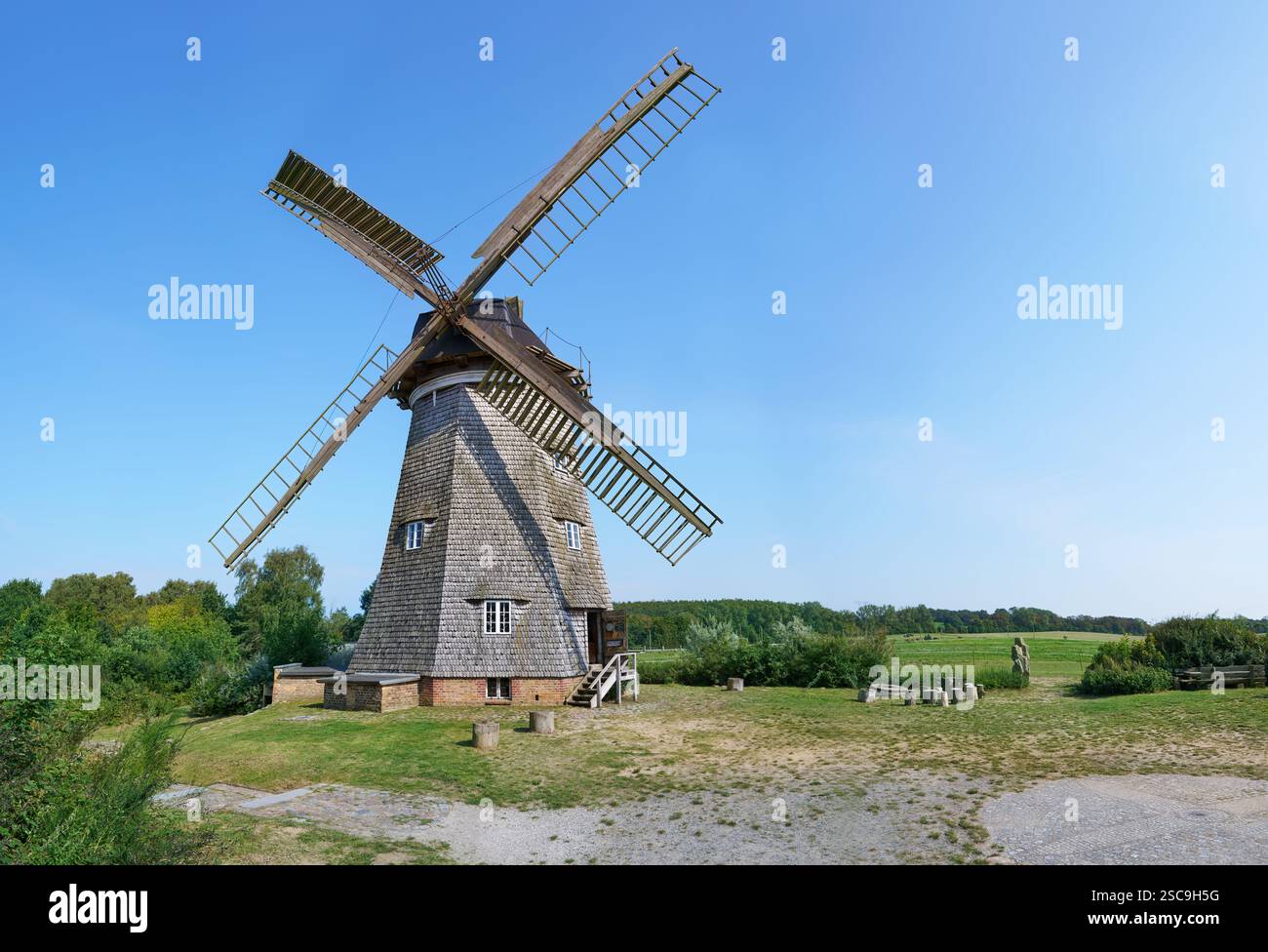 Holländermühle Benz, Germany - smock mill - panorama with forecourt ...