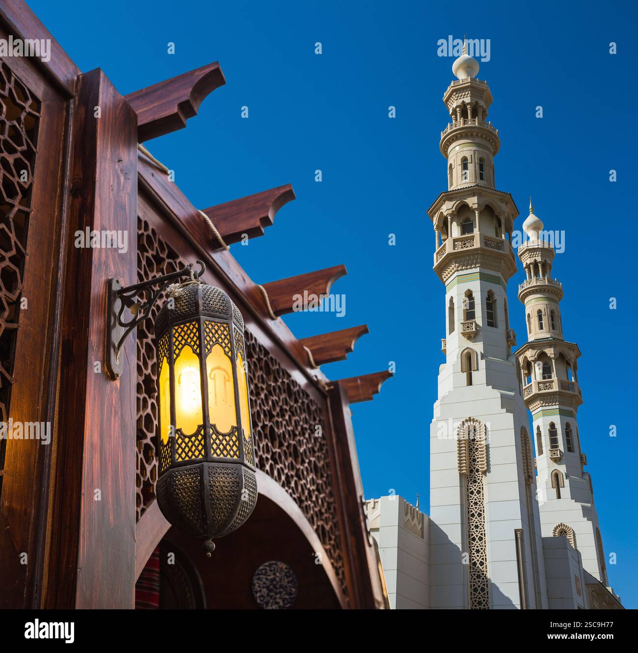 Arab street lanterns in the city of Dubai in the United Arab Emirates ...