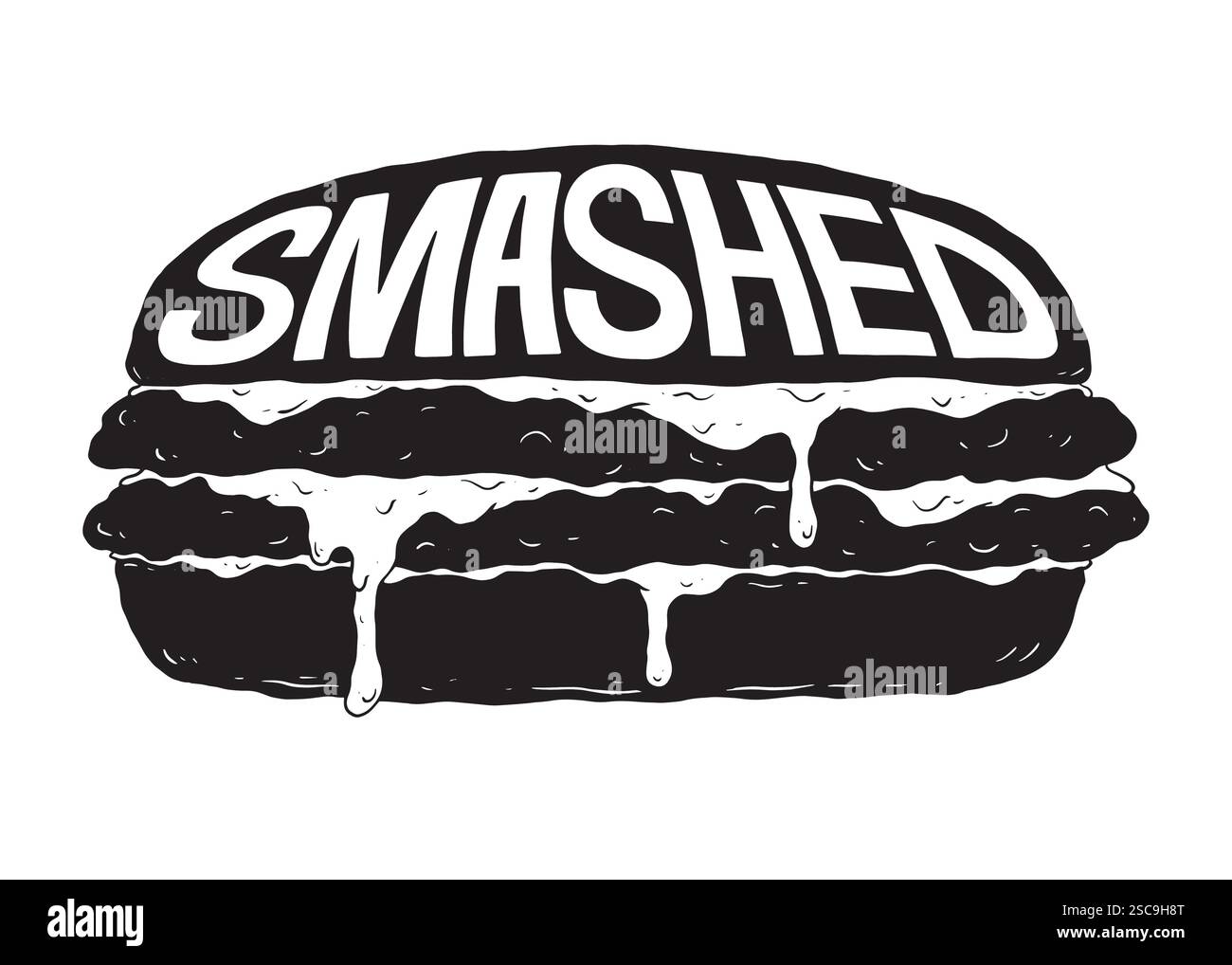 Smashed burger illustrative word lettering art design. Vector design ...