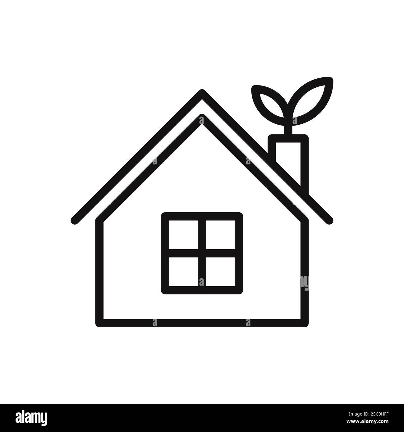 Eco house icon. Ecology home with leaves symbol. Vector illustration ...