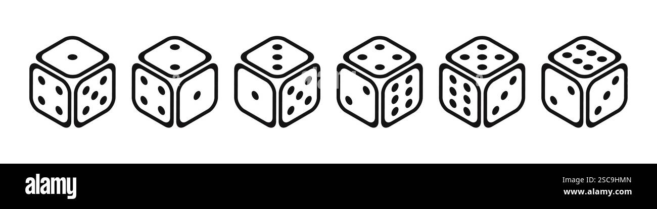 All sides of dices icons set. Dice Faces, Diceline icons collection ...