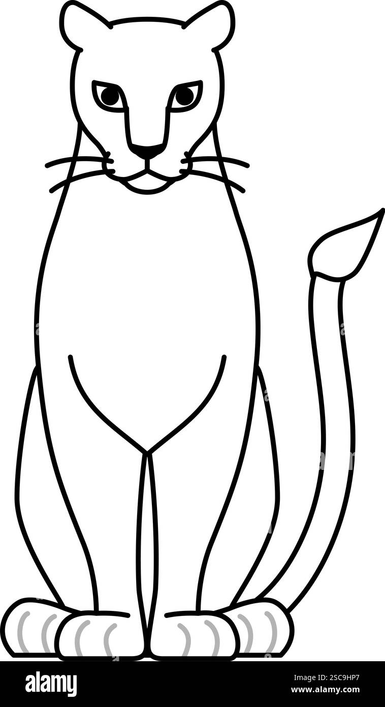 Simple line drawing of a lion facing front, male and female, Vector ...