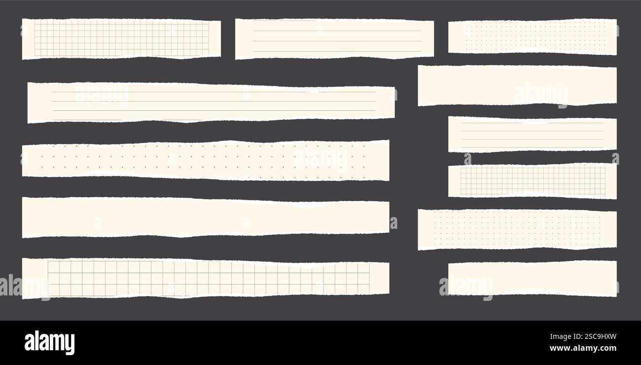 Paper scraps. Torn pieces of paper, with torn edges for notes ...