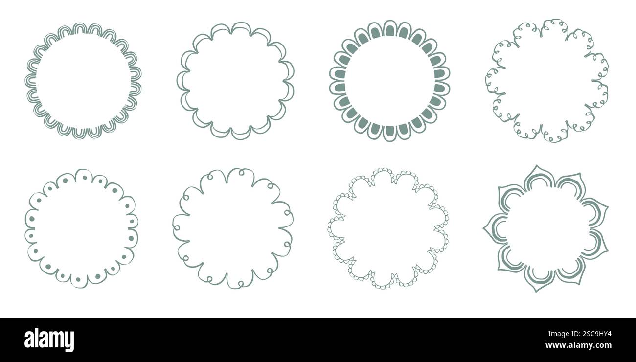 Hand drawn lace scalloped frames. Square, round and rectangle scalloped ...