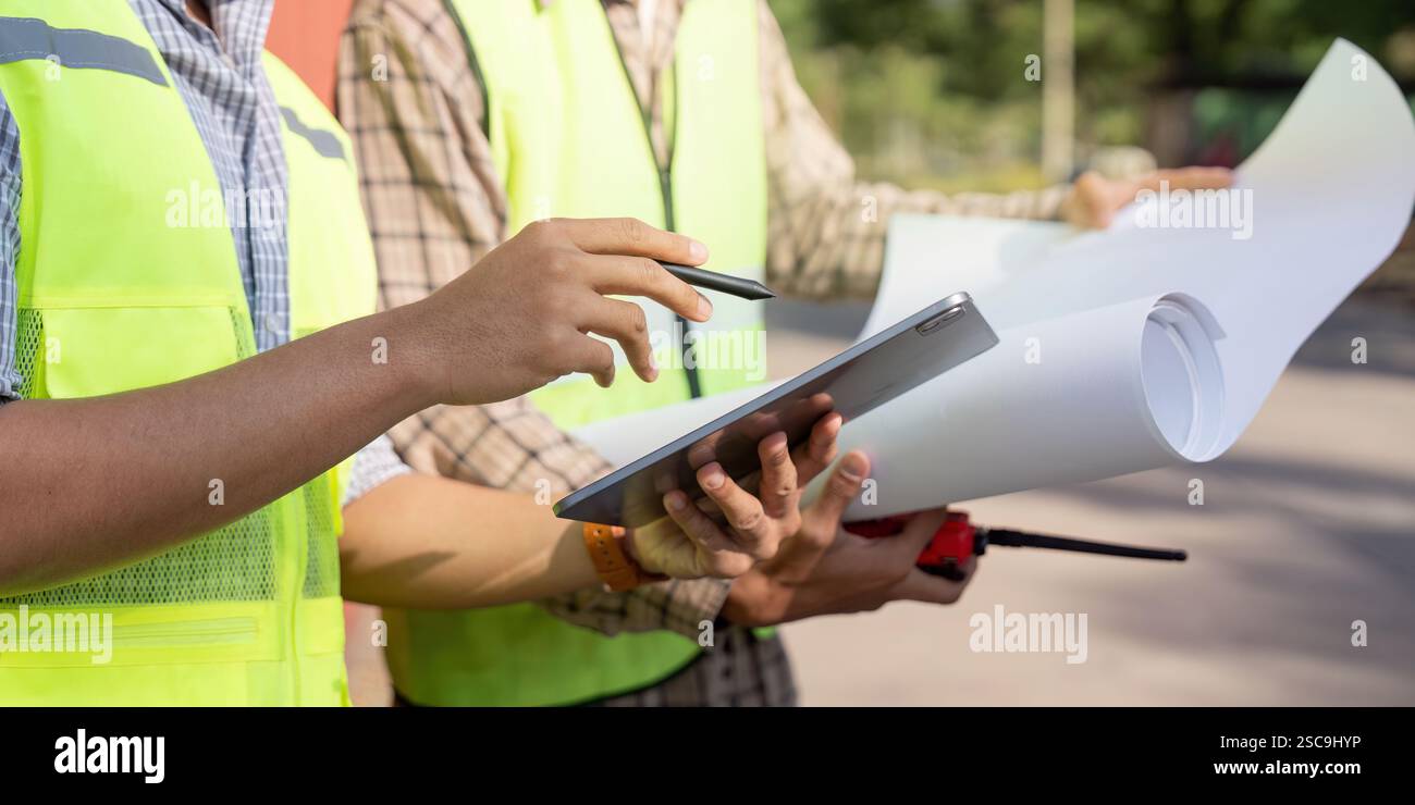 Logistics engineer planning operations construction site collaboration ...