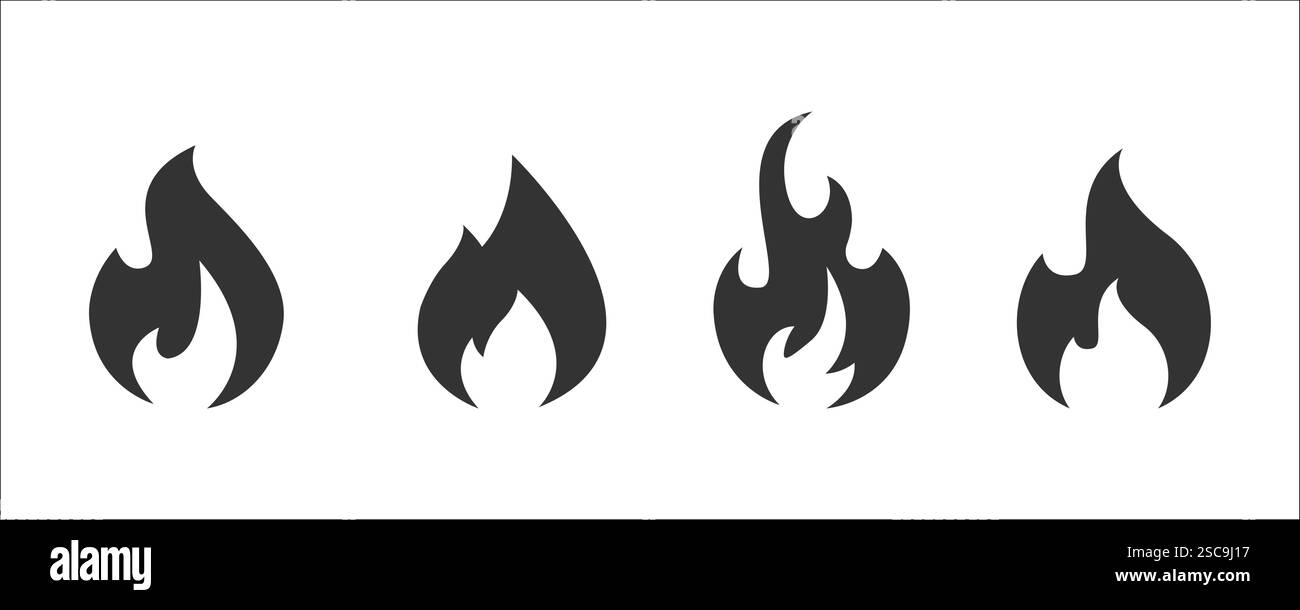 Set of Fire icon vector. Fire flame symbol. Flame icon collection Stock ...