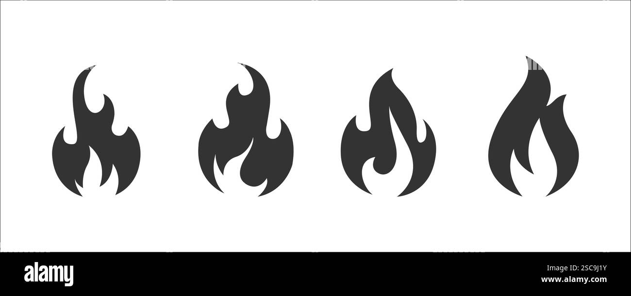 Set of Fire icon vector. Fire flame symbol. Flame icon collection Stock ...