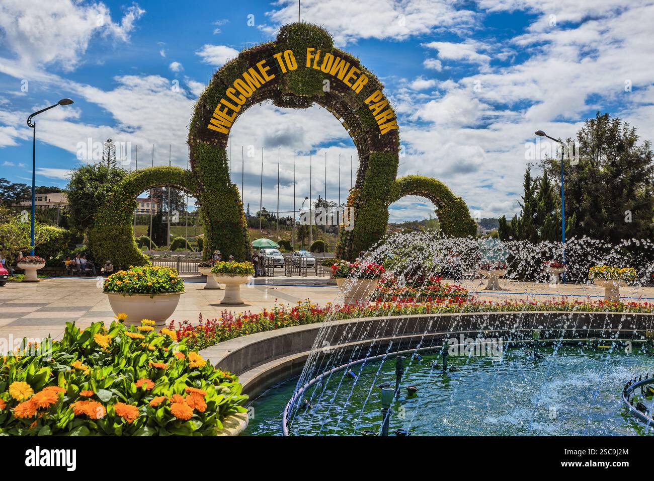 DALAT, VIETNAM - NOV 26, 2014: The main entrance of the Flower Park, one of major tourist ...