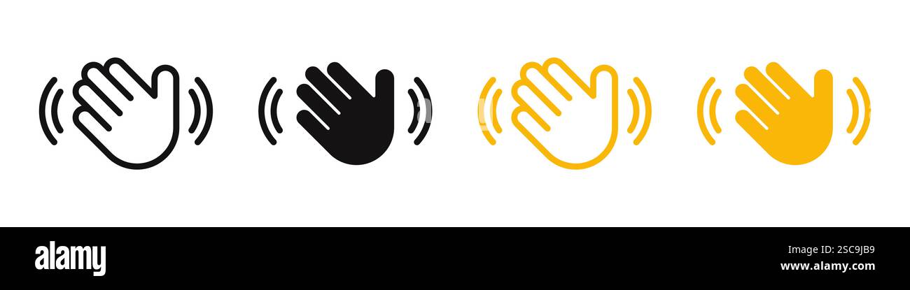 Waving hand icons set. Hello symbol collection. Vector illustration ...