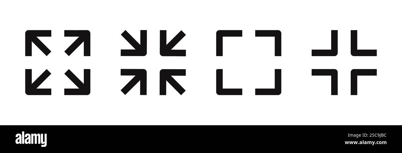 Full screen icons set. Scalability symbol collection. Vector ...