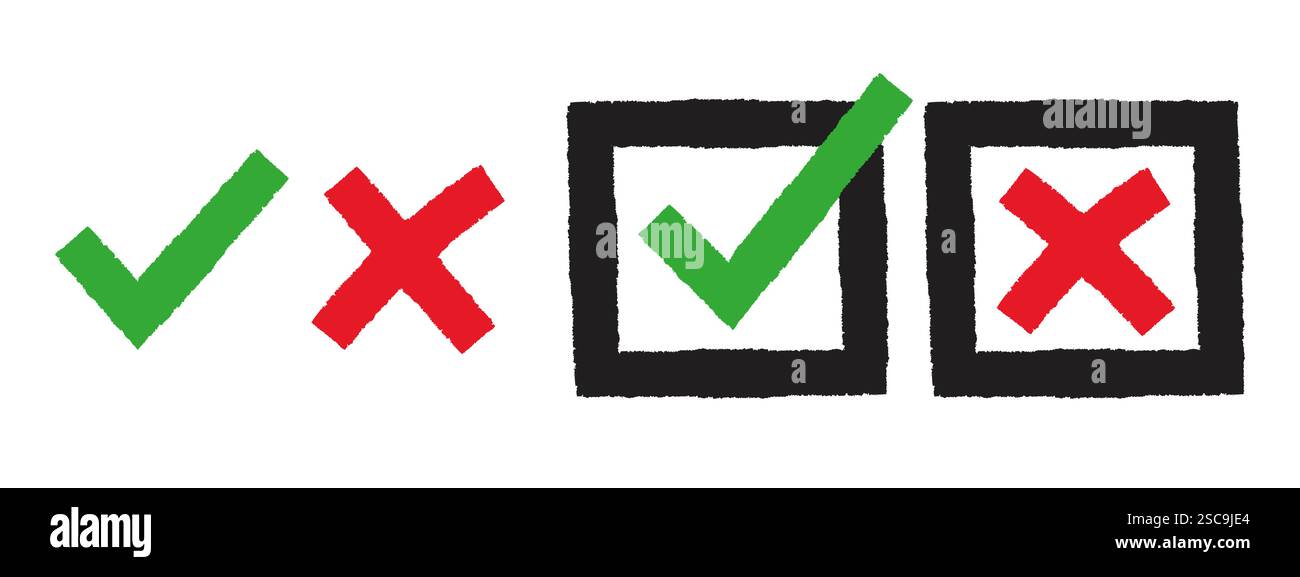 Check marks. Hand drawn checkbox, voting agree or disagree examination mark and checklist ...