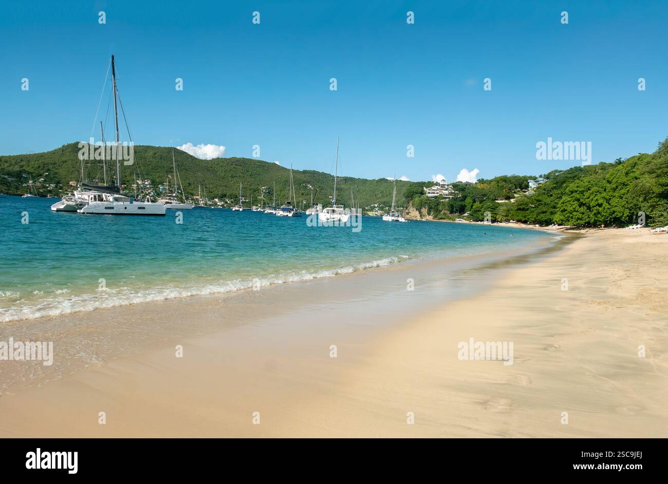 Princess Margaret beach near Port Elizabeth harbour in Bequia island ...