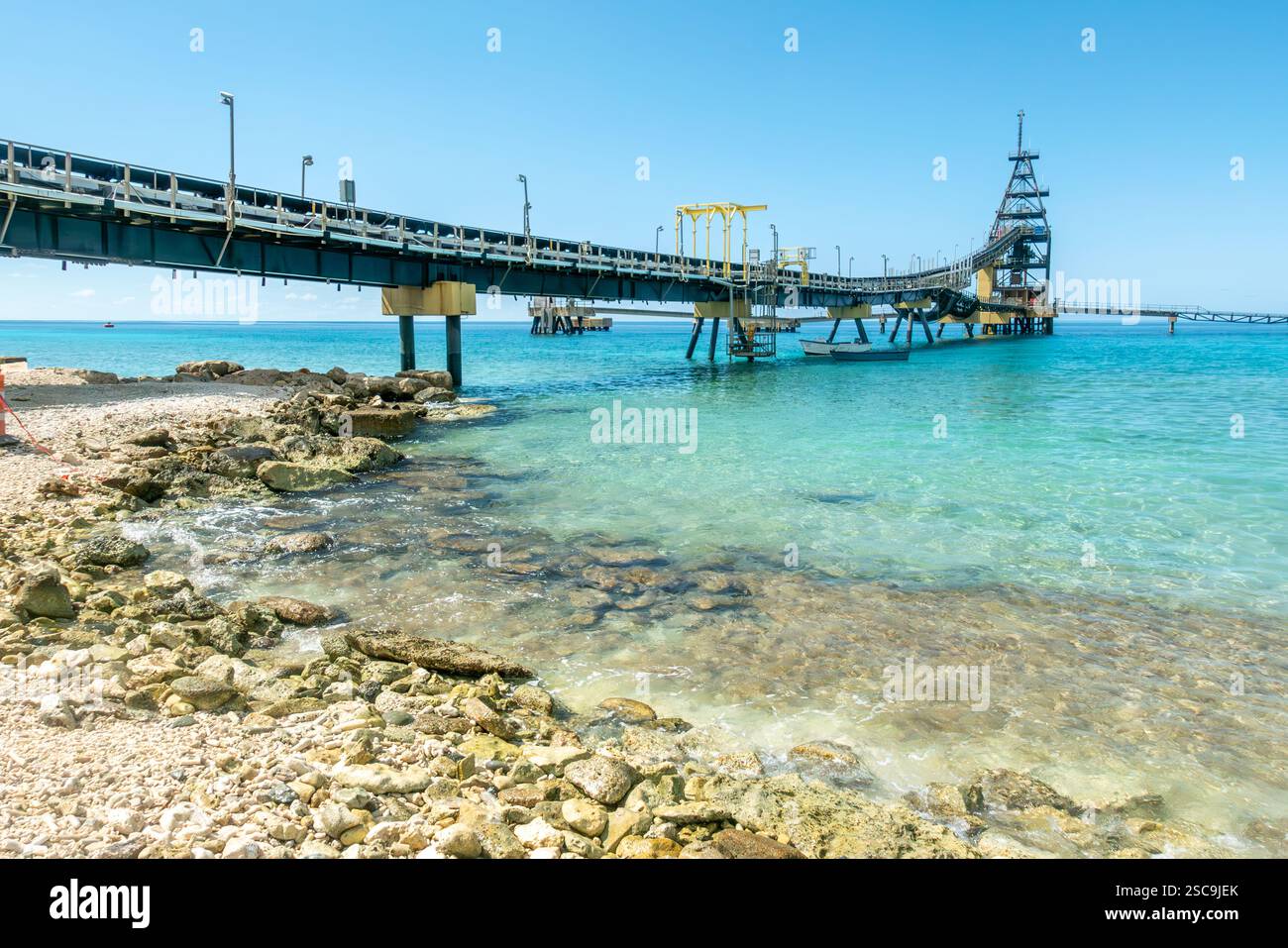 Bonaire Salt Pier in the Carribean sea Stock Photo - Alamy