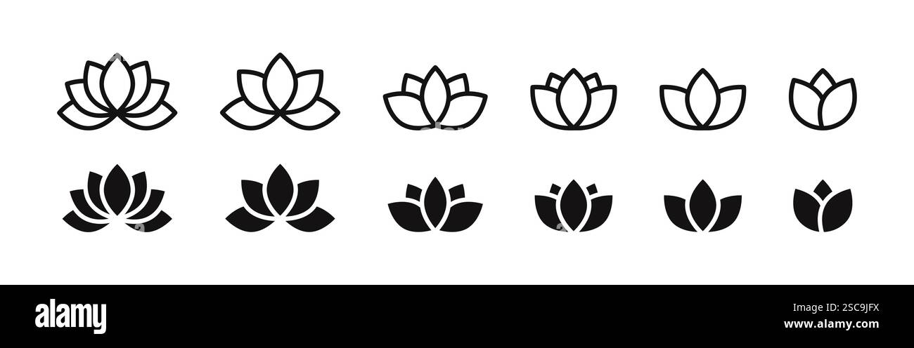 Lotus icons set. Harmony flower symbol collection. Vector illustration ...