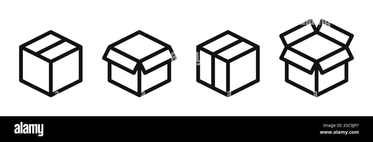 Box icons set. Delivery, packaging, shipping, container symbol. Vector ...