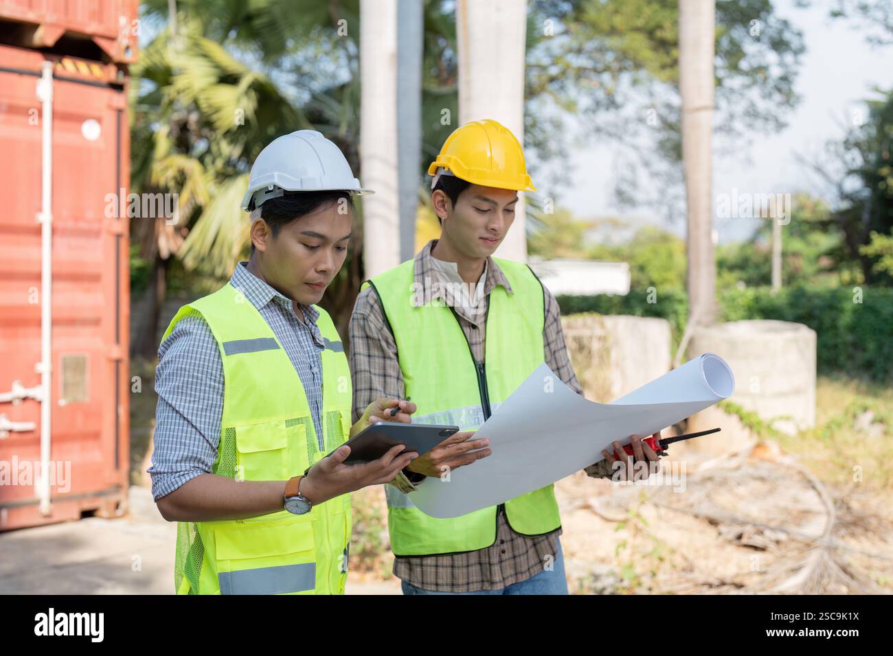 Logistics engineering meeting construction site planning session ...