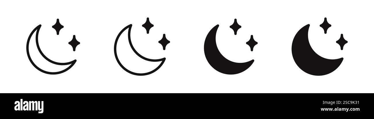 Moon icon set. Crescent and lunar symbol. Vector illustration Stock ...