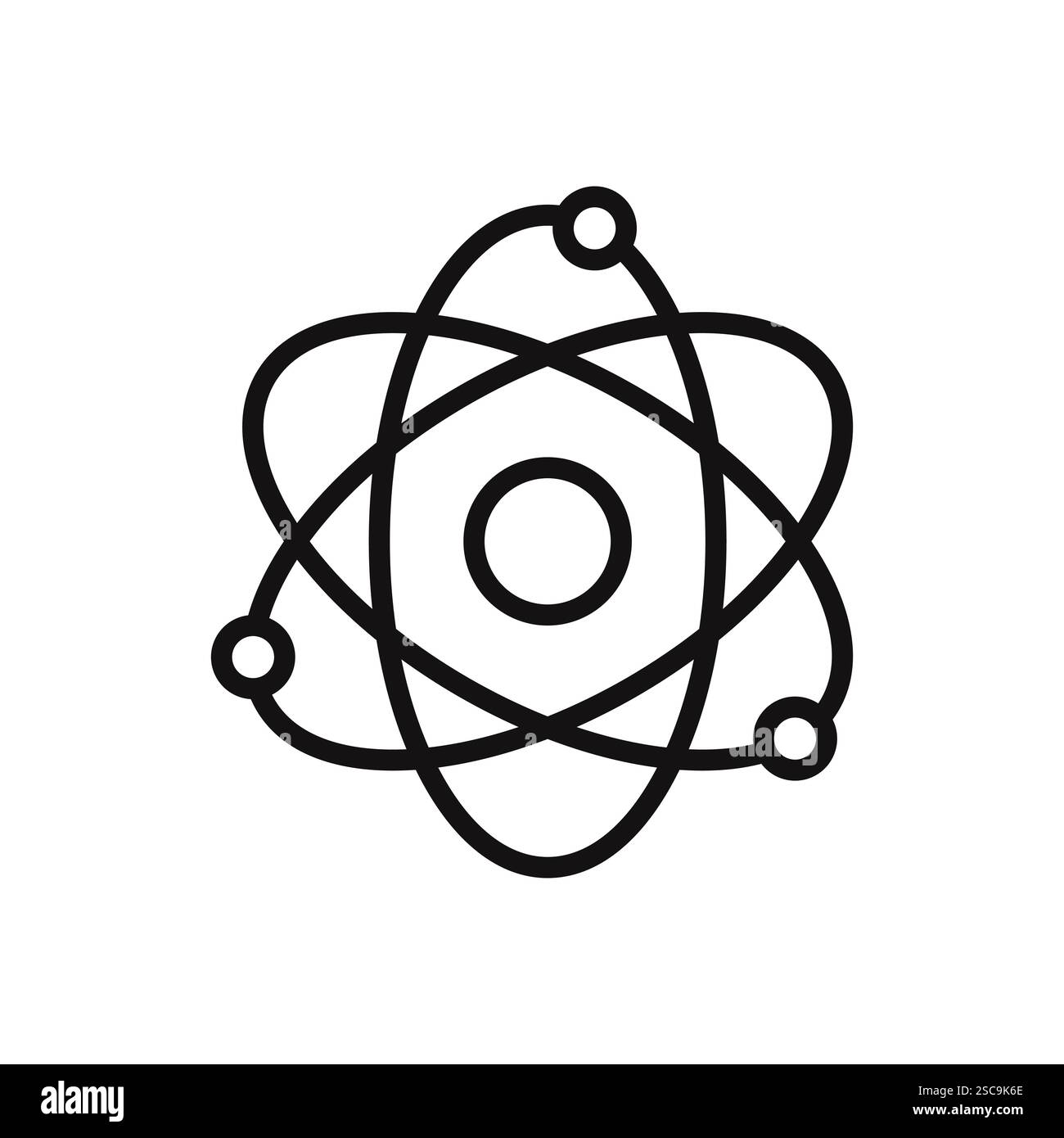 Atom icon. Scientific, nucleus, proton, neutron, electron, core value ...